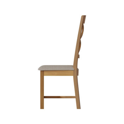 Solid Natural Oak Cross Back Pair Of Dining Chairs
