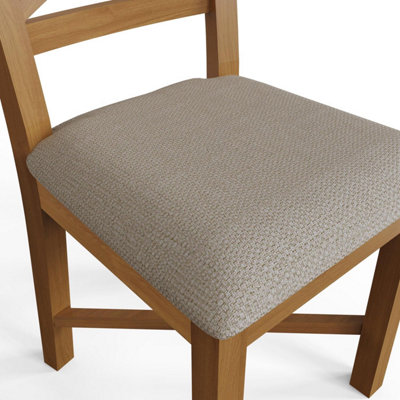 Solid Natural Oak Cross Back Pair Of Dining Chairs
