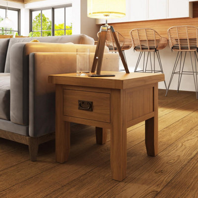 Solid Natural Oak Side/Lamp Table