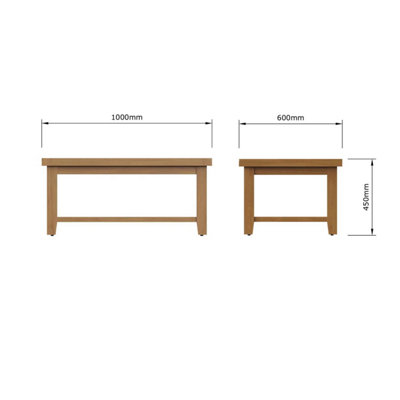 Solid Oak 2 Tier Coffee Table Natural Finish