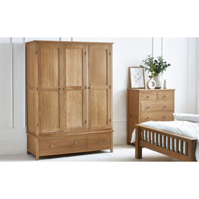 Solid Oak 3 Door Wardrobe - FSC Mix | DIY at B&Q