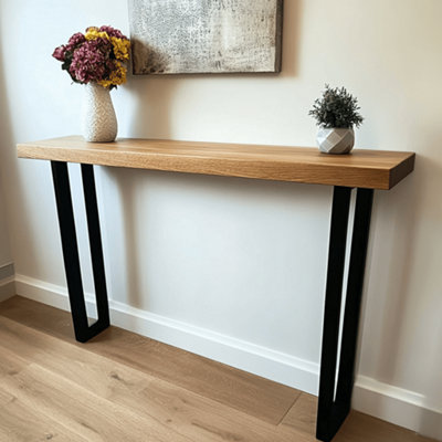 Solid Oak Console Entrance Table - U Legs