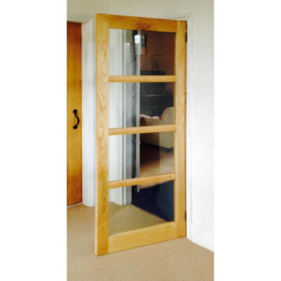 Solid Oak Four Panel Glazed French Door