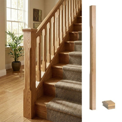 Solid Oak Half Newel Post Stop Chamfer 90mm UK Manufactured Traditional ...
