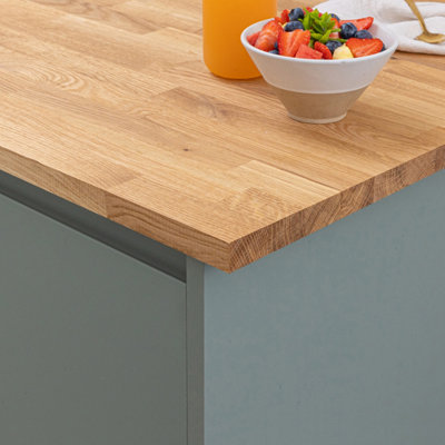 Solid Oak Kitchen Worktop - 2000mm x 960mm x 22mm - 40mm Stave Wood ...