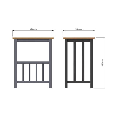 Solid Oak Magazine Rack Table Graphite Blue Ready Assembled