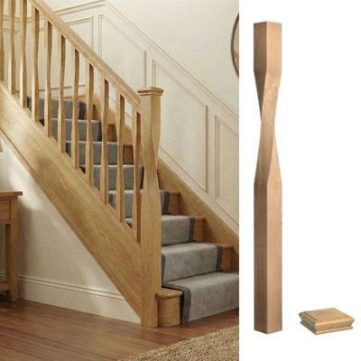 Solid Oak Newel Post Contemporary 90mm Inc Cap UK Manufactured ...