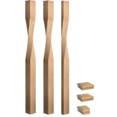 Solid Oak Newel Post Contemporary 90mm Kit UK Manufactured Traditional ...