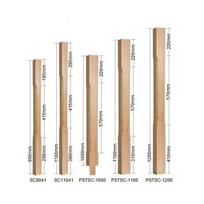 Solid Oak Newel Post Stop Chamfer 90mm UK Manufactured Traditional ...