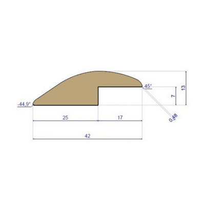 Solid Oak Ramp Threshold - Lacquered - 7mm - 2.44m Lengths