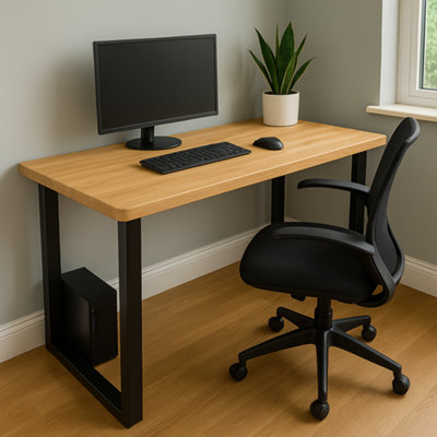 Solid Oak Staved Desk - Black Ozmo
