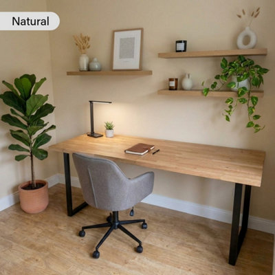 Solid Oak Staved Desk - Natural