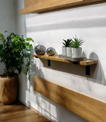Solid Oak Wall Shelf - Solid Wood 22mm Thick (130 cm Long)