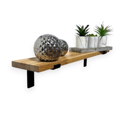 Solid Oak Wall Shelf - Solid Wood 22mm Thick (80 cm Long)