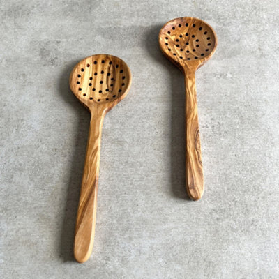 Solid Olive Wood Slotted Spoon