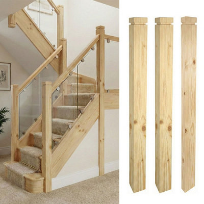 Solid Pine Chelsea Complete 90mm Square Newel Post Kit UK Manufactured ...