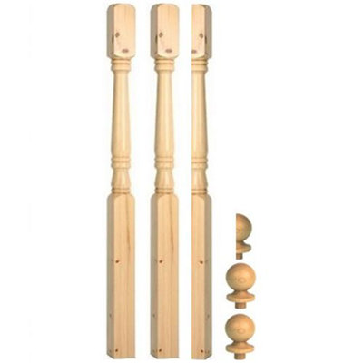 Solid Pine Complete 90mm Georgian Newel Post Kit Inc Cap's UK ...