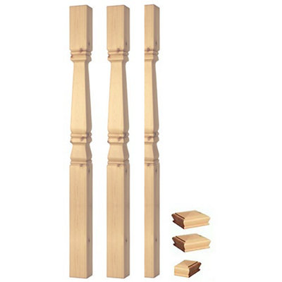 Solid Pine Newel Post Provincial 90mm Kit UK Manufactured Traditional ...