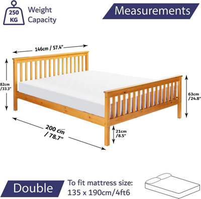 Solid Pine Wooden Double Bed Frame
