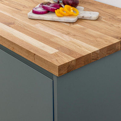 Solid Rustic Oak Kitchen Worktop - 3000mm x 620mm x 40mm - Premium Wood ...