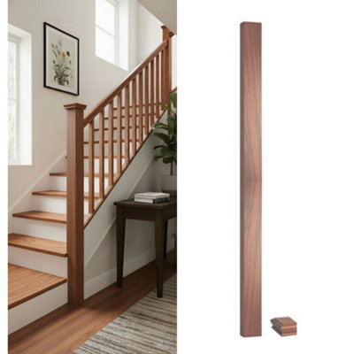 Solid Sapele Dark Hardwood Complete Half Square Newel Post 90mm x 44mm ...