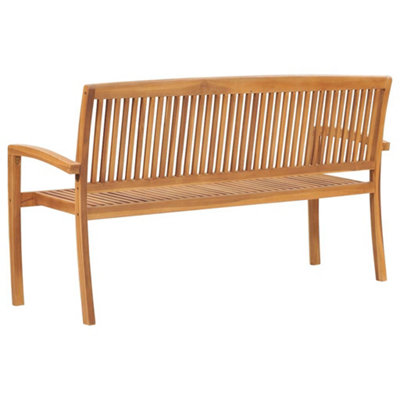 Solid Teak Wood 3 Seater Stacking Garden Bench 159cm