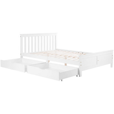 SOLID WHITE PINE STORAGE BED FRAME WITH DRAWERS FOR ADULTS AND TEENS DOUBLE