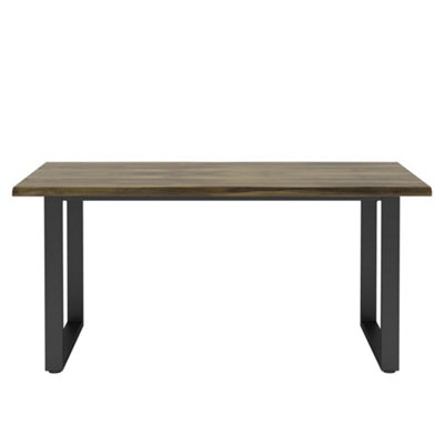 Solid Wood Large Rectangular Dining Table with Metal Legs