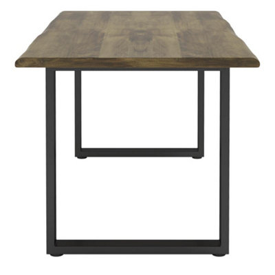 Solid Wood Large Rectangular Dining Table with Metal Legs