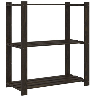 Shop Solid Wood Pine 3-Tier Black Storage Shelf - 80x38x90 cm