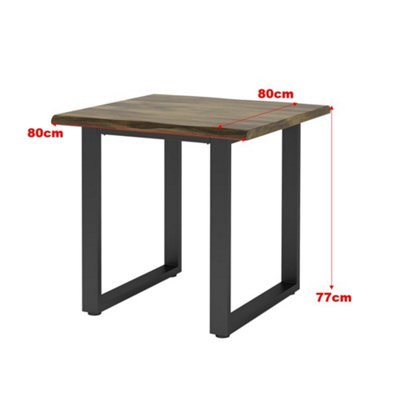 Solid Wood Square Dining Table with Metal Legs 800x800 mm