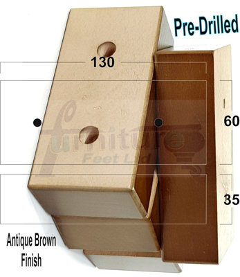 SOLID WOODEN BLOCK FEET SELF FIX 30mm HIGH ANTIQUE BROWN REPLACEMENT ...