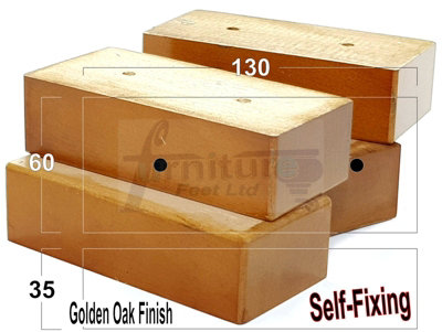 SOLID WOODEN BLOCK FEET SELF FIX 30mm HIGH GOLDEN OAK REPLACEMENT LEGS ...
