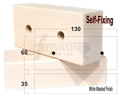 SOLID WOODEN BLOCK FEET SELF FIX 30mm HIGH WHITE WASH REPLACEMENT LEGS ...