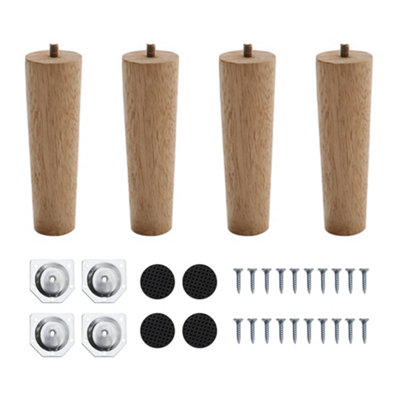 Solid Wooden Furniture Legs Natural Color Round Table Legs 4 Pcs H150mm