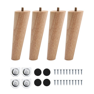 Solid Wooden Furniture Legs Tilt 10 Degrees Natural Round Table Legs 4 Pcs H150mm