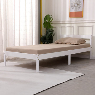 Solid Wooden Single Bed Frame - White