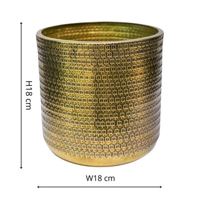 Solis Embossed Bowl Planter - Metal - L30 x W30 x H15 cm - Gold | DIY ...