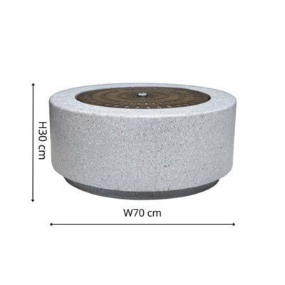 Solis Large Water Feature with Light Display in Terrazzo & Brass