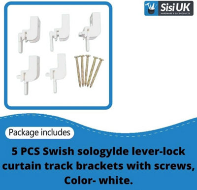 SoloGlyde Curtain Track Leverlock White Brackets Lever-lock Rail Track ...