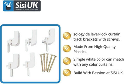 SoloGlyde Curtain Track Leverlock White Brackets Lever-lock Rail Track ...