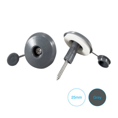 Solstice 25mm Grey Polycarbonate Sheet Fixing Buttons - Pack Of 10