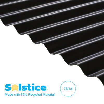 Solstice 76/18 Sinus Eco PVC Roofing Sheet Black 3000mm x 875mm x 1.2mm ...