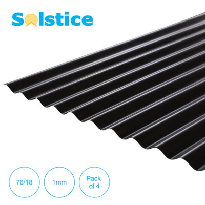 Solstice 76/18 Sinus PVC Roofing Sheet Black 2500mm x 875mm x 1mm Pack of 4