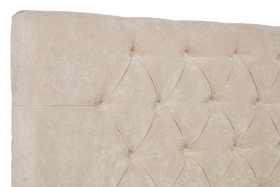 Solstice Modern Tall Chesterfield Fabric Bed Base Only 4FT6 Double ...