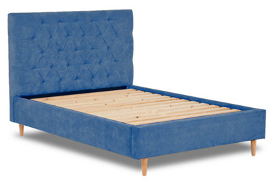 SOLSTICE MODERN TALL CHESTERFIELD FABRIC BED BASE ONLY 6FT SUPER KING ...