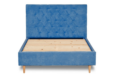SOLSTICE MODERN TALL CHESTERFIELD FABRIC BED BASE ONLY 6FT SUPER KING ...