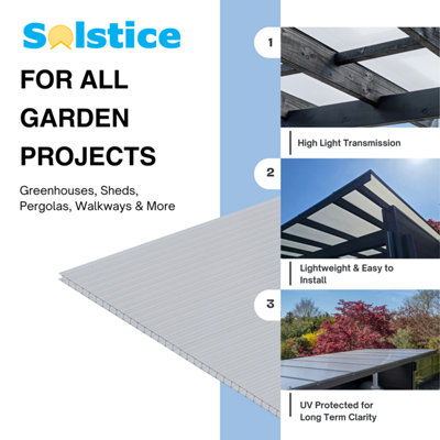 Solstice Polycarbonate Twinwall Clear 10mm Roofing Sheet - Multiple Sizes