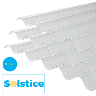 Solstice PVC Corrugated Clear Roofing Sheet 2.5m x 950mm x 0.8mm Bundle ...