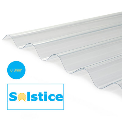 Solstice PVC Corrugated Clear Roofing Sheet 3m x 950mm x 0.8mm Bundle of 3
